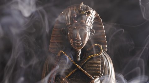 Golden Statue Pharaoh Smoke On Black Stock Footage Video (100% Royalty ...