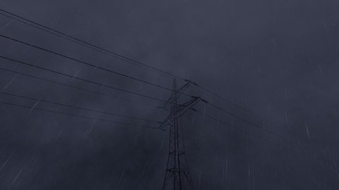 Power Lines Rain Animationfull Hd Second Stock Footage Video (100% ...