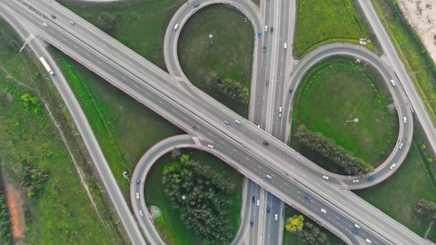 Top View Road Junction On Highway Stock Footage Video (100% Royalty ...