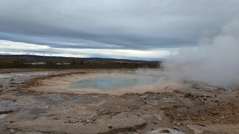 Strokkur Geyser Eruption Fountaintype Geyser Located Stock Footage ...