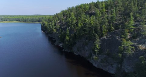 Flyover Canadian Shield Lake Forest Stock Footage Video (100% Royalty ...