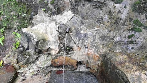 Spring Groundwater Flows Out Volcanic Rock Stock Footage Video (100% ...