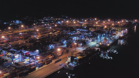 Container Ships Port Quay Wall Loading Stock Footage Video (100% ...