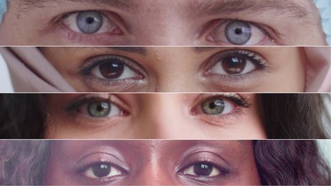 Close Male Female Eyes Mixedraces People Stock Footage Video (100% ...