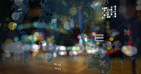 Animation Data Processing Over World Map Stock Footage Video (100% Royalty-free) 1094454899 ...