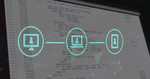 Animation Network Digital Icons Over Data Stock Footage Video (100% ...