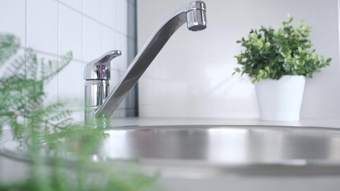 Faucet Kitchen Water Consumption Environment Water Stock Footage Video ...