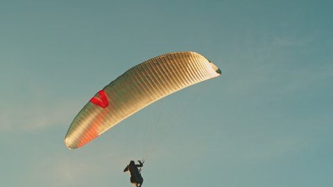 Paraglider Flying Sunset Top Down View Stock Footage Video (100% ...