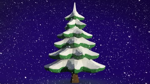 Animation Falling Snow Over Christmas Tree Stock Footage Video (100% ...