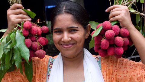 Asian Girl Displays Some Fresh Lychee Stock Footage Video (100% Royalty ...