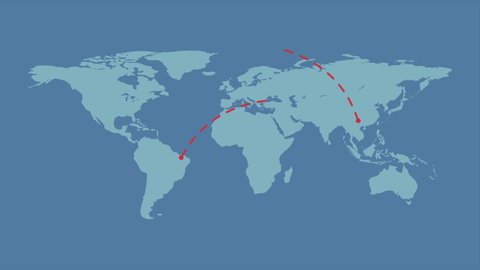World Map Airline Airplane Flight Path Stock Footage Video (100% ...