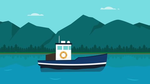 Fishing Boat Animation Moving On Water Stock Footage Video (100% ...