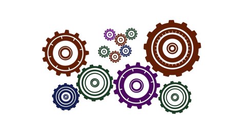 Gears Animation On White Background Alpha Stock Footage Video (100% ...