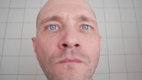 Grimacing Male Face Closeup Face Yoga Stock Footage Video (100% Royalty ...