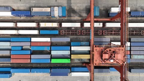 Cargo Station City Cargo Containers Drone Stock Footage Video (100% ...