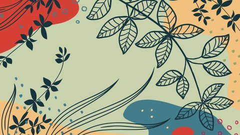 Animated Botanical Art Leaves Plants Organic Stock Footage Video (100% ...