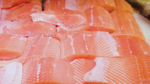 Fresh Raw Salmon Fillet Laying On Stock Footage Video (100% Royalty ...