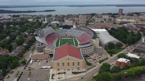 Wisconsin Badger Football Stadium Aerial 4k Stock Footage Video (100% ...