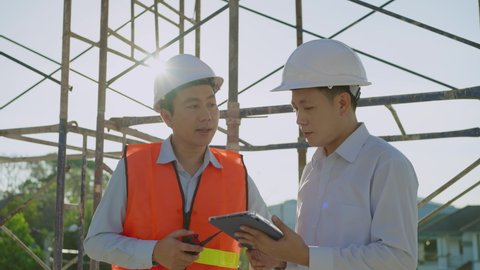 Front View Engineers Architects Safety Uniforms Stock Footage Video ...