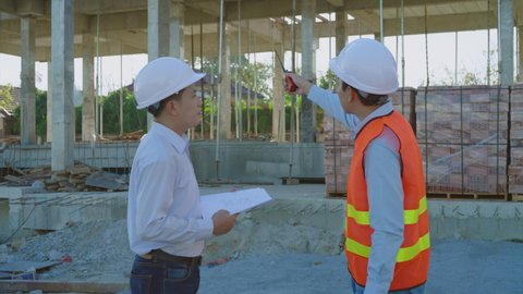 Close Engineers Architects Safety Uniforms Hard Stock Footage Video ...