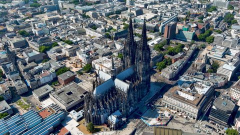 Aerial View Cologne Cathedral Germany Gothic Stock Footage Video (100% ...