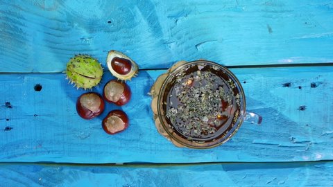 Chestnut Tea Transparent Cup Top View Stock Footage Video (100% Royalty ...