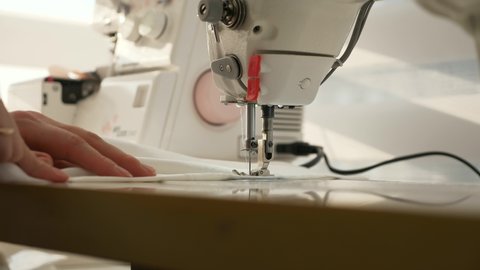 Woman Sew Working On Electric Sewing Stock Footage Video (100% Royalty ...
