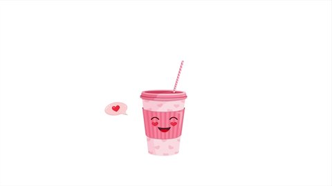 Animation Coffee Paper Cup Cute Face Stock Footage Video (100% Royalty ...