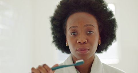 Dental Health Black Woman Brushing Teeth Stock Footage Video (100% ...