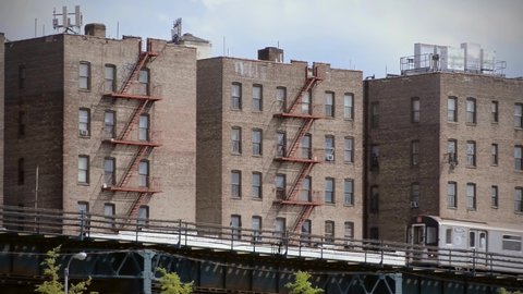 Subway Elevated South Bronx Tenement Houses Stock Footage Video (100% ...
