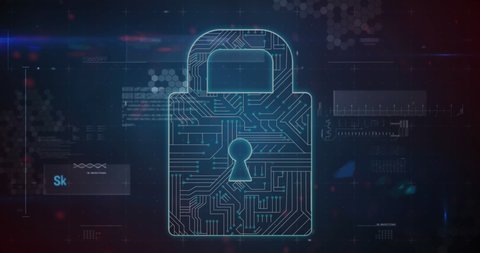Animation Padlock Circuit Board Pattern Bar Stock Footage Video (100% ...