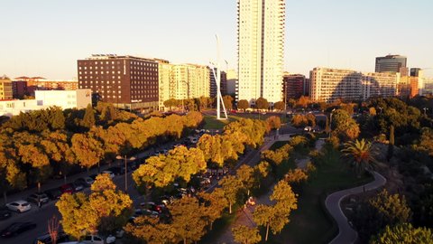 Aerial View Roundabout Sculpture Parotet Valencia Stock Footage Video ...