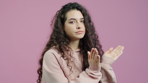 Portrait Tired Bored Young Woman Clapping Stock Footage Video (100% ...