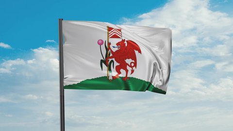 Cardiff City United Kingdom Flag Waving Stock Footage Video (100% ...