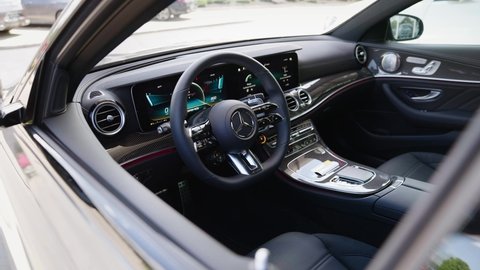 Modern Luxury Supercar Interior Black Leather Stock Footage Video (100% ...