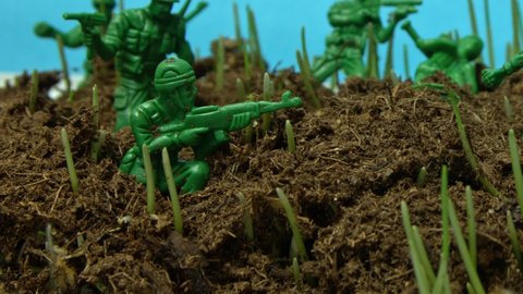 Toy Battlefield Plastic Soldiers Standing On Stock Footage Video (100% ...