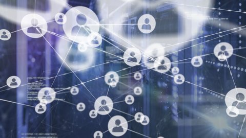 Animation Network Connections Icons Over Server Stock Footage Video ...