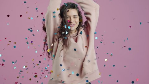 Portrait Sad Lonely Girl Surprised Confetti Stock Footage Video (100% ...