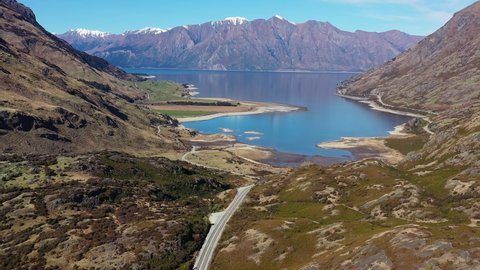 Lake Lake Hawea New Zealand Aerial Stock Footage Video (100% Royalty ...
