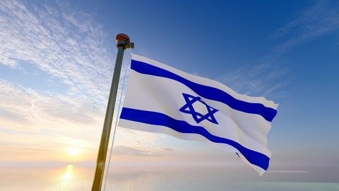 Flag Israel Waving Wind Sky Sun Stock Footage Video (100% Royalty-free ...