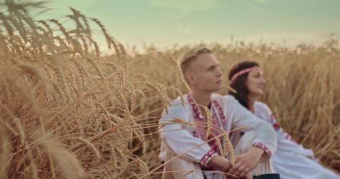 Beautiful Couple Man Woman Ukrainian Suits Stock Footage Video (100% ...