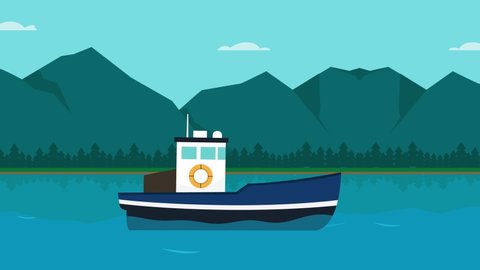 Fishing Boat Animation Moving On Lake Stock Footage Video (100% Royalty ...
