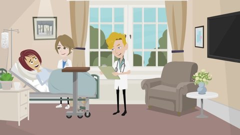 Hospital Patient Bedroom 2d Animation Explainer Stock Footage Video ...