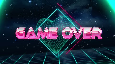 Animation Game Over Text Over Heart Stock Footage Video (100% Royalty ...