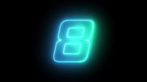 8 Number Animation Neon Light Blue Stock Footage Video (100% Royalty ...