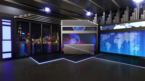 3d Virtual Tv Studio News Backdrop Stock Footage Video (100% Royalty ...