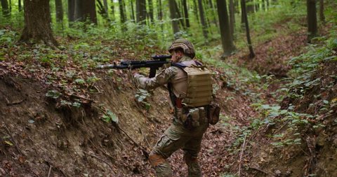 Military Sniper Urkain Walks Rifle Muffler Stock Footage Video (100% ...