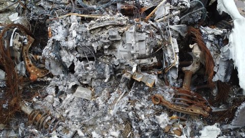Burnt Car Apocalyptic Background Pile Scrap Stock Footage Video (100% ...