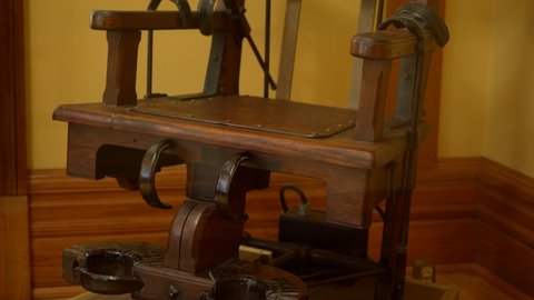 Classic Vintage Wooden Electric Chair Kill Stock Footage Video (100% ...