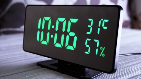 Digital Clock Showing Time On Green Stock Footage Video (100% Royalty ...